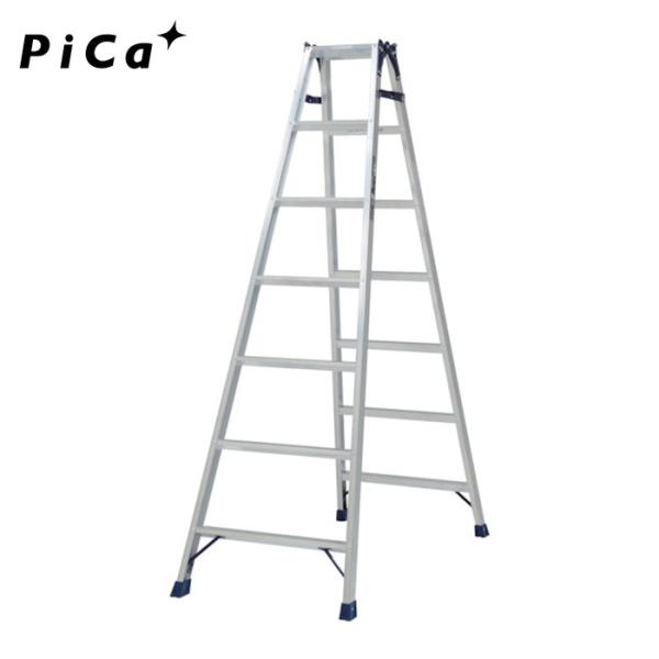 PiCa はしご兼用脚立|特長:中折れ式開き止め金具で脚立の開閉に手間をとりません。 独自の振動音防止機構を採用しています。 収納時の横ズレを防止する滑り止めキャップを採用しています。