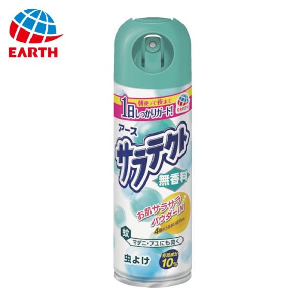 アース 防虫用品|特長:お肌のベトツキ感を抑えたパウダーINタイプです。 三つ穴スプレーでとび散りが少なく、つけたいところにムラなくスプレーできます。 マダニに対する忌避効果もあります。