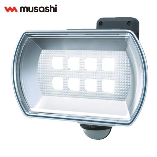 musashi 防犯用センサーライト|特長:新構造により天井、カーポートなど斜めの柱にも取り付け可能です。 フリーアームで自由に向きを変えられます。