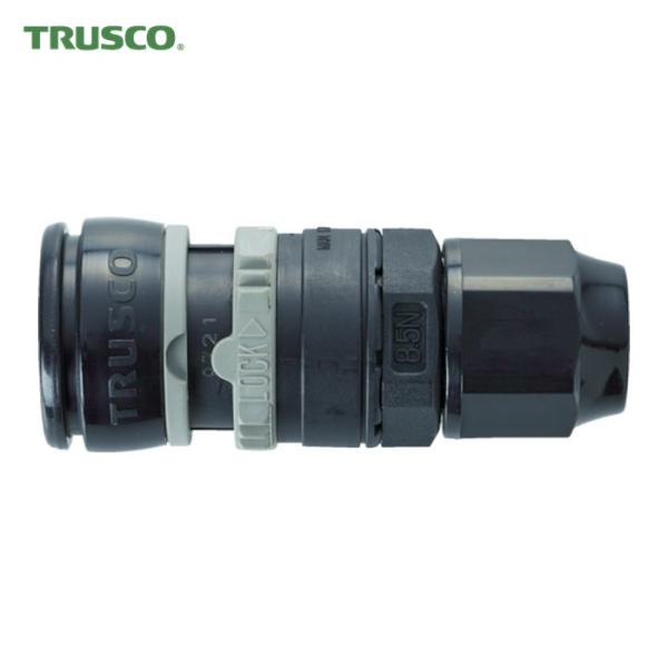 TRUSCO 樹脂カップリング(ホース取付)|特長:ホースバンド不要設計です。 ワンタッチ接続方式。 セーフティロック機構を標準装備。