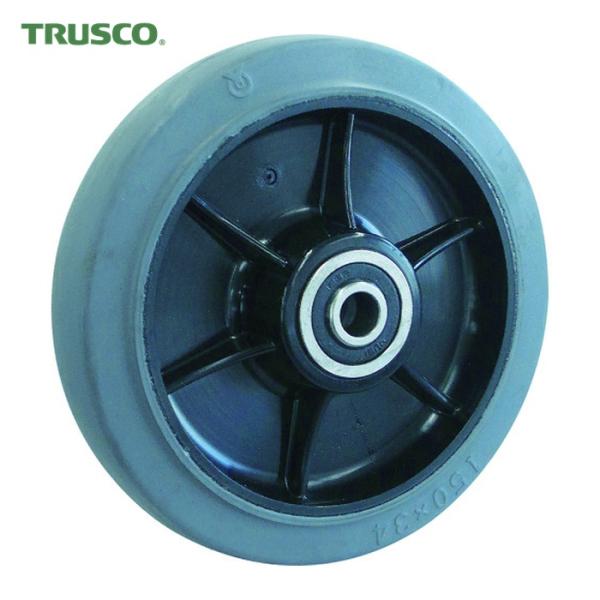 TRUSCO プレート式ゴムキャスター|特長:車輪にエラストマー(キャスター径50~75mm)、グレーゴム(キャスター径100~150mm)を使用しているので床面への走行痕が発生しにくくなっています。 走行性、耐荷重性を備えた標準的な軽・中...