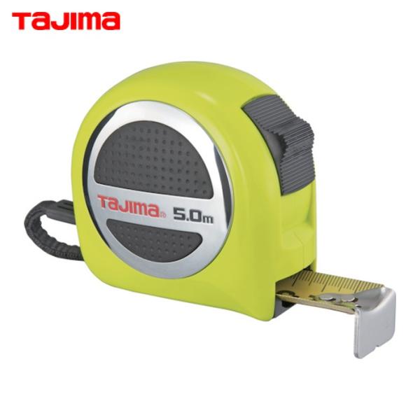 タジマ ロックタイプコンベックス|特長:サビに強いステンレスばねを使用しています。 剛性力1。 5倍の剛厚イエローテープです。