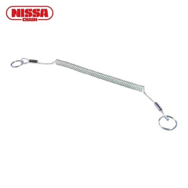 ニッサチェイン ディスプレイラック用オプション|特長:伸び縮みする連結部品です。 末端のダブルリングについてはサビにくいSUS304(ステンレス製)です。