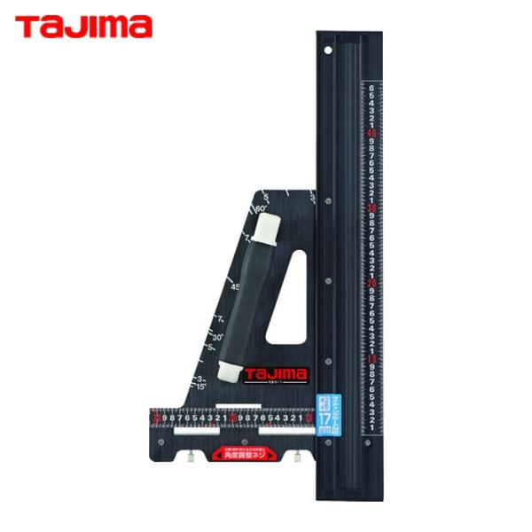 タジマ 丸ノコ切断用定規|特長:丸鋸ピッチ、ボードの割付が簡単にできるボード割付マーク付横目盛です。 簡易的に角度や勾配を確認できる勾配目盛です。 仕舞切りに便利な角度微調整機構を搭載しています。