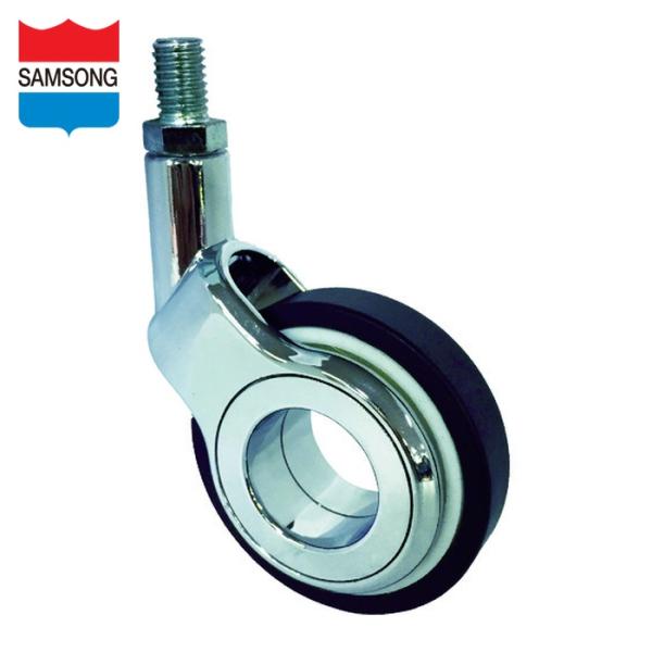 SAMSONG ねじ込み式ウレタンキャスター|特長:車輪中央部が空洞になっているデザイン性の高いキャスターです。 ほこりなどが溜まりにくい形状にもなっています。