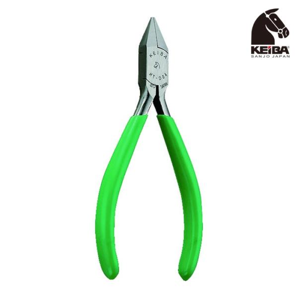 KEIBA ニッパ(電気・電子用)|特長:狭い箇所や細かな作業に適しています。 神戸製鋼所製オリジナル高級鋼材「マルトロイ[[R1]]」を使用しています。 ばねは破損や脱離が発生しにくい片側固定構造です。