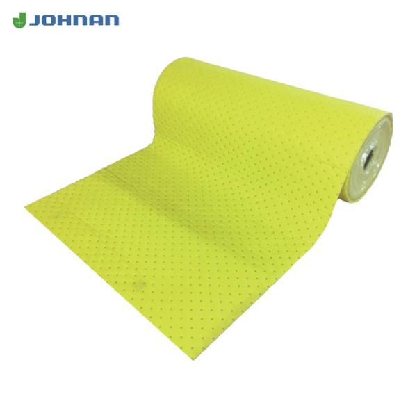 JOHNAN 吸油・吸水マット|特長:両面粘着のフィルム付なので、滑らず、足元の安全を確保します。 フィルムをはがした後、糊残りがありません。 フィルム部分はシミ抜けしません。
