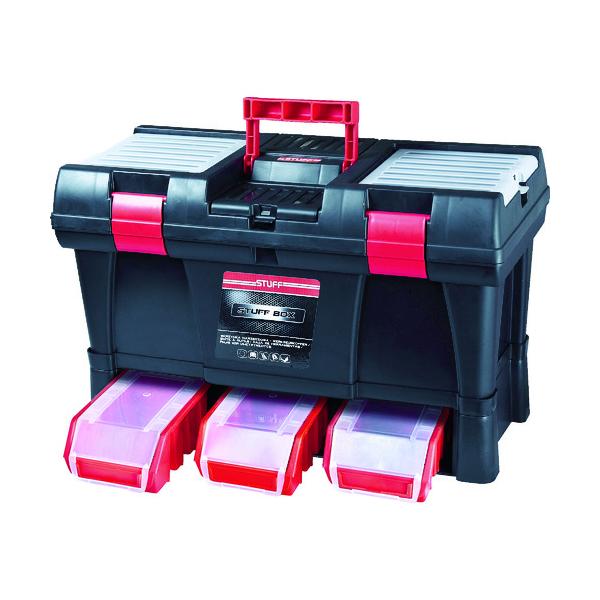 PATROL 樹脂製工具箱|特長:本体に3つのパーツケースが付いています。 フタに小物入れが付いています。