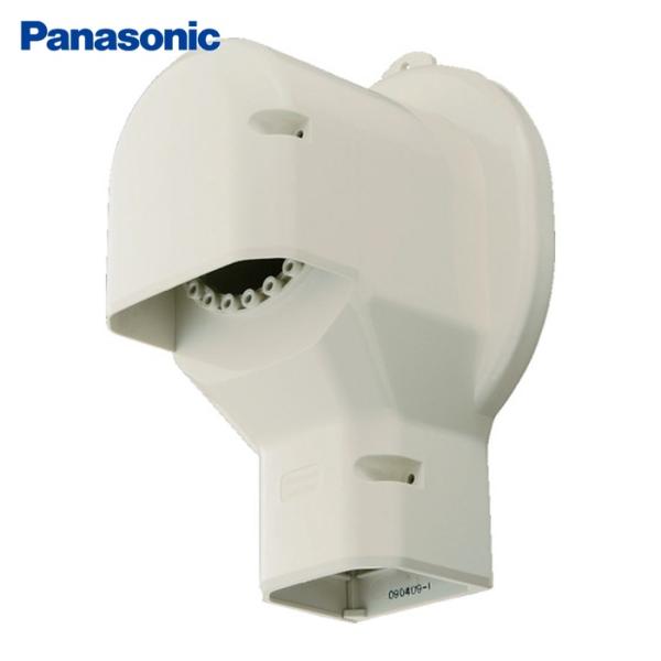 Panasonic エアコン用配管化粧カバー|特長:被覆銅管を壁面から引き出す部分に使用する化粧カバーです。 排じん・換気機能付エアコン用です。 ウェザーキャップ部は15°ピッチで調整可能で、ビスで固定します。