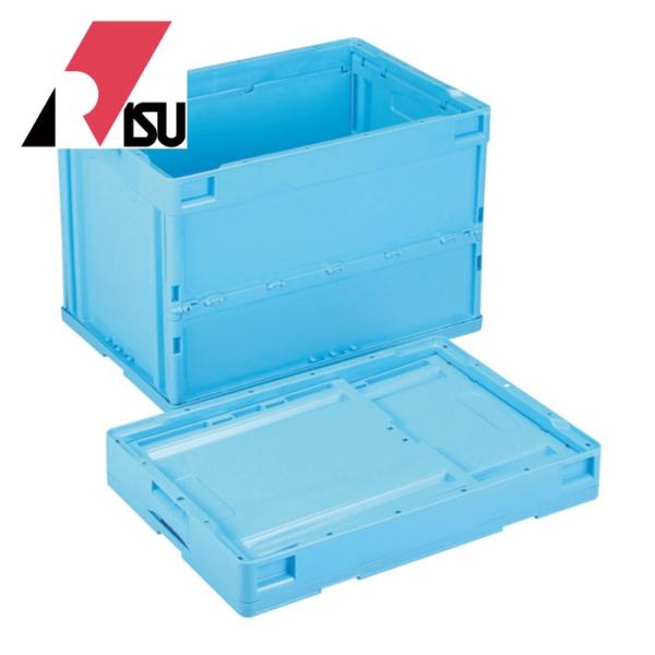 RISU 折りたたみコンテナ|特長:折りたたみ時も積み重ねが可能です。 空箱時折りたたむことで保管・収納スペースの有効活用ができます。 (約1/3~1/4)。