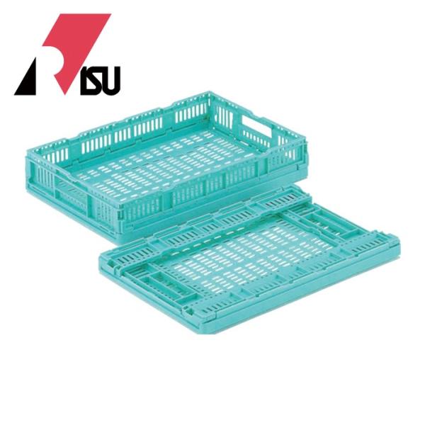 RISU 折りたたみメッシュコンテナ|特長:薄型、メッシュタイプの折りたたみコンテナです。 通気性、洗浄性に優れたコンテナです。 底面はメッシュです。