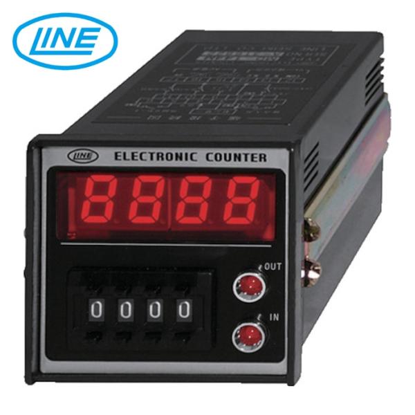 LINE カウンタ|特長:表面パネルサイズ 72×72mmです。 表示:4桁 14×8mm赤色LEDです。 1段出力です。