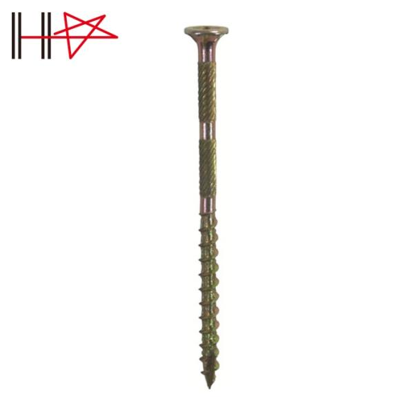 DAIDOHANT 木工用造作ビス|特長:先端の足割れ加工やローレット加工などを施すことで引抜強度がアップしました。 集成材・乾燥材・硬質板にも楽々打込み可能なビスの最高傑作です。