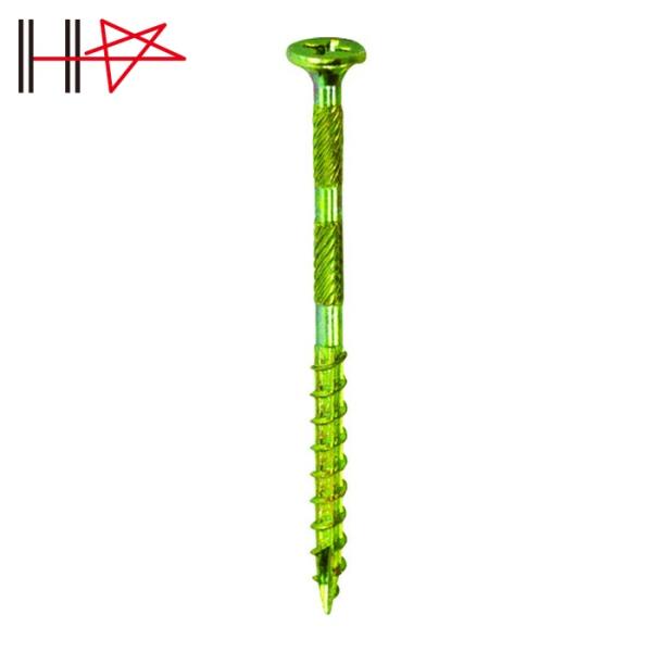 DAIDOHANT 木工用造作ビス|特長:堅木用ビスです。 ローレット加工が堅い木材も強硬突破します。