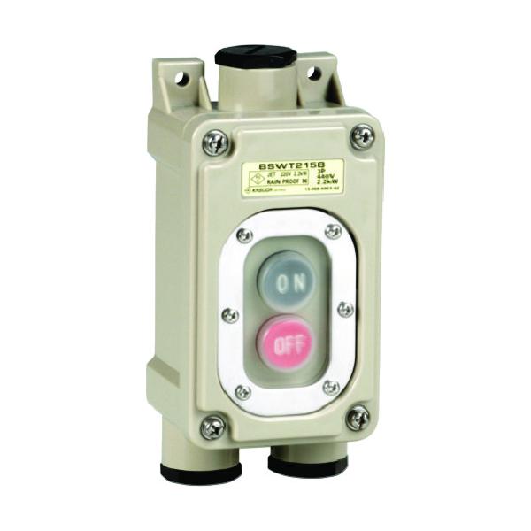 ・防雨形タイプです。・保護構造IP65(JIS C 0920)です。・電気用品安全法適合品です。・動力用押ボタンスイッチON、OFF。・ボタン数:2・ボタン文字:ON OFF・最大適用電動機容量:三相200/220V-2.2kW 三相400...