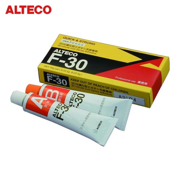 アルテコ エポキシ系接着剤2液タイプ|特長:30分で硬化する混合比1:1の2液混合エポキシ接着剤です。 可使時間20分の為、混合~接着までスムーズな作業が可能です。 JAIA F☆☆☆☆/ 4VOC 基準適合・各種含有調査 対応可。