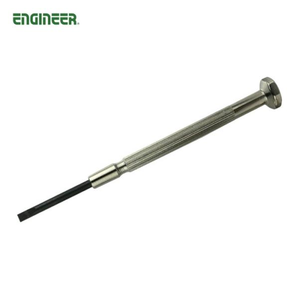 ENGINEER 精密ドライバー|特長:時計、カメラ、眼鏡などに使用される精密小ネジ用のドライバーです。 ローレット加工、回転キャップ付で操作性が向上しています。