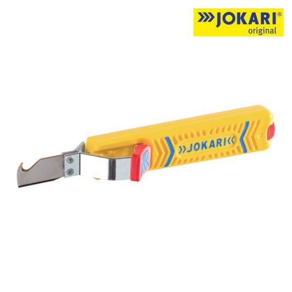JOKARI ケーブルストリッパー|特長:一般的な丸型ケーブルを迅速、正確にストリッピングします。 刃の部分は作業性、耐久性に優れるチタンコーティングです。 切り込みの深さはダイヤルで簡単に調整できます。