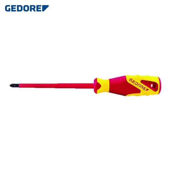 GEDORE 絶縁ドライバー|特長:人間工学に基づいたハンドル部の設計により、手の疲労を軽減し高い作業性を実現します。 ハンドルの底部に先端の形状を表示しています。