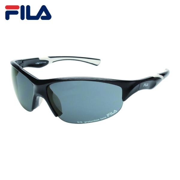 FILA 機能グラス(サングラス)|特長:カーブ系レンズ採用によりワイドな視界を確保しています。 ノーズパッド、つるの内側には掛け心地を考慮し、エラストマーを採用しています。