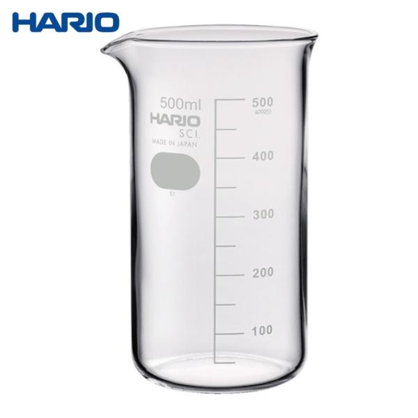 HARIO ビーカー|特長:背が高く細長い形状なので持ちやすく、加熱時の液体の吹きこぼれや蒸発を抑えます。 注ぎやすく液だれしにくい注ぎ口です。
