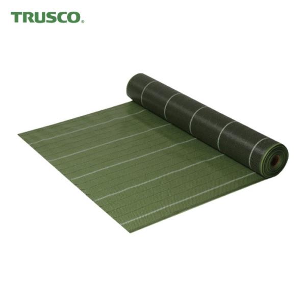 TRUSCO 防草シート|特長:周りの景色と調和する景観配慮型防草シートです。 自然に馴染む色なので、法面などの広域に施工しても目立ちにくいです。 高強度の糸と紫外線劣化防止効果を高めており、従来の防草シートより強度が高く、また長期使用(約...