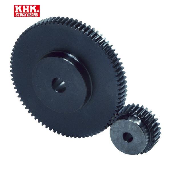 KHK 平歯車|特長:モジュール、歯数等を豊富に取り揃え、低価格で応用性に富んでいます。 わずらわしい追加工不要の完成品です。