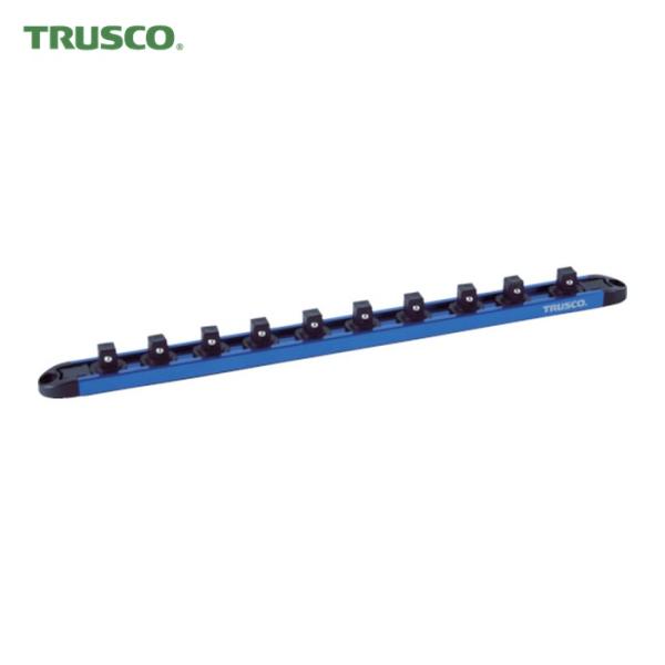TRUSCO ソケットホルダ|特長:高級感あふれるアルミ製ソケットホルダです。 マグネット付で管理しやすいです。 クリップは360°回転するので、サイズや品番確認を容易に行えます。