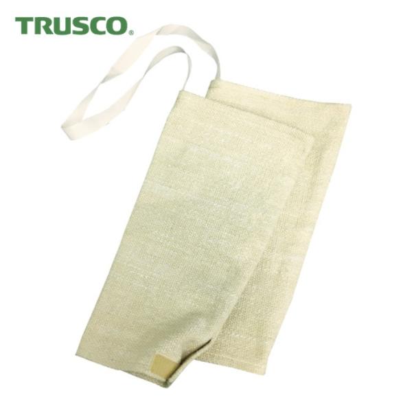 TRUSCO 耐熱腕カバー|特長:アラミド繊維と生体溶解性セラミック繊維・ガラス繊維との複合素材を使用した耐高熱・耐炎・耐スパッタ用保護具です。 短時間ならば800°Cの高温にも耐えます。 また熱伝導率が低いので、断熱効果にも優れています。