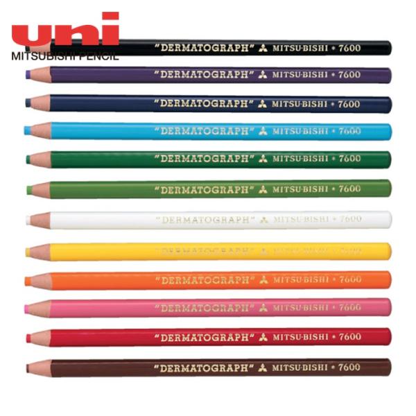 uni 色鉛筆|特長:金属・ガラス・プラスチックなどにも書ける色鉛筆です。 紙巻なので、削らなくても紙を引けば新しい芯が出ます。