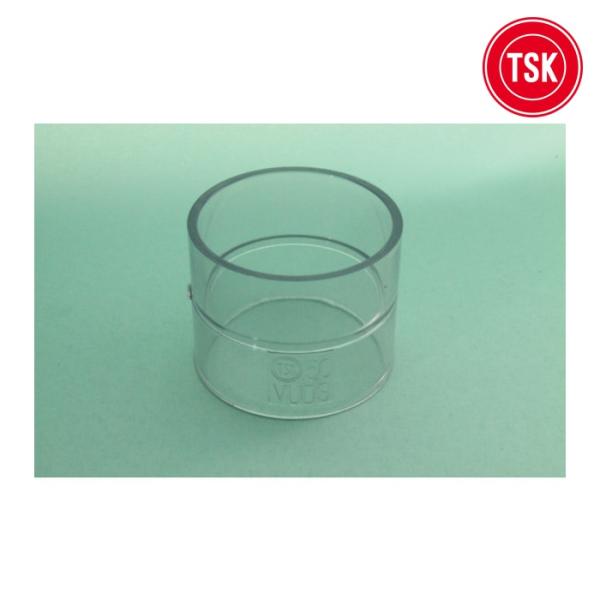 トーエー 塩ビ管VU継手(ソケット)|特長:クリアなので接着剤の塗り忘れを一目で確認できます。 配管内の流体が確認できます。 パイプの接続は専用の接着剤で容易に接合でき、漏水の心配がありません。