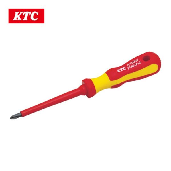 KTC 絶縁ドライバー|特長:AC(交流)1000V、DC(直流)1500Vまでに対応しています。 軸は丸軸です。