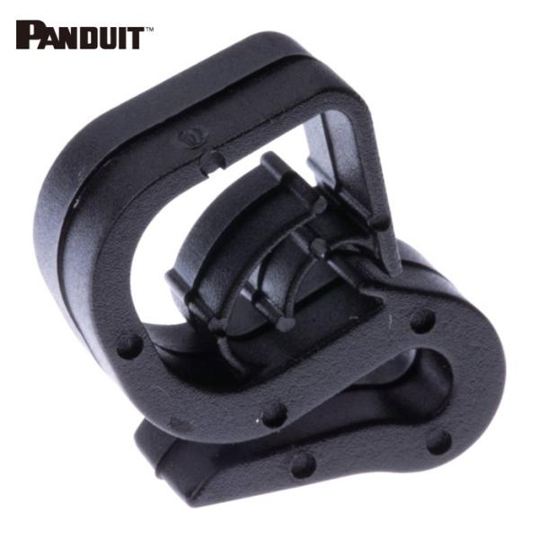 PANDUIT ケーブルクリップ|特長:一体式のバネが束線をしっかりと固定します。 クリップをパネルの端に差し込んで結束を固定します。