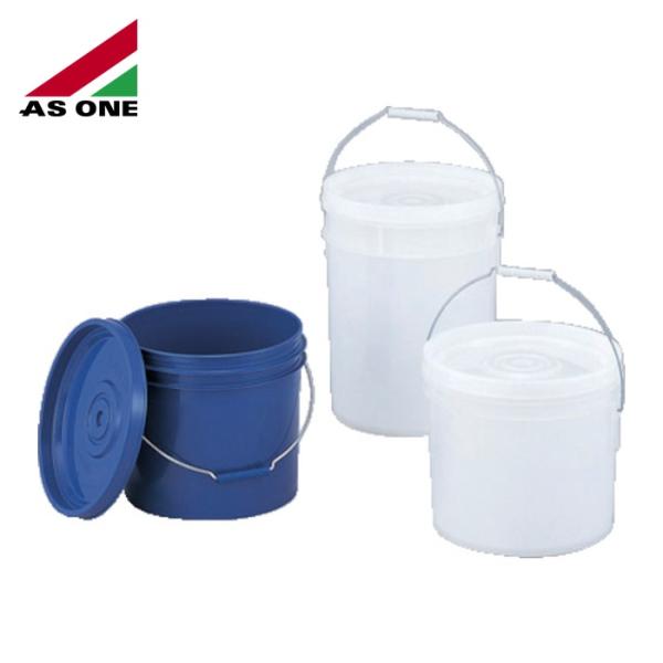 AS ペール缶(樹脂製)|特長:フタ天面部円周にリブが立っていますので積み重ねが容易です。 本体はテーパー構造になっており、空タンクをスタックして収納できます。 シリコンパッキンが高い密閉を可能にし、液こぼれを防ぎます。
