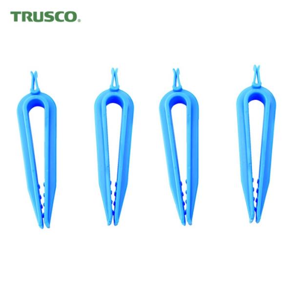 TRUSCO 段ボールBOX用オプション|特長:段ボールのフタを固定可能で、効率よく梱包作業ができます。 上にポップを付ける事も可能なため、商品管理にも便利なクリップです。