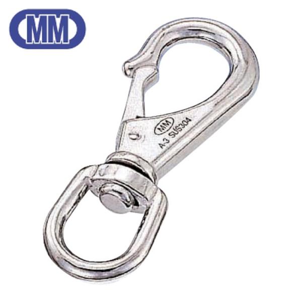 水本 フック|特長:ステンレス製で錆びにくく、耐久性に優れます。 アイが回転するので連結したときに絡みません。