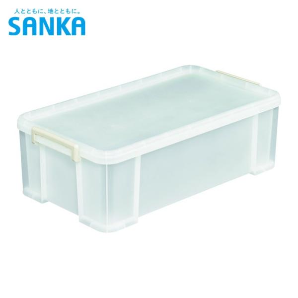 SANKA フタ式収納ケース|特長:非常に丈夫なコンテナボックスです。 コロの向きを変えることができ、縦・横どちらでも使用できます。 下面にコロがついているので、移動がらくらくです。