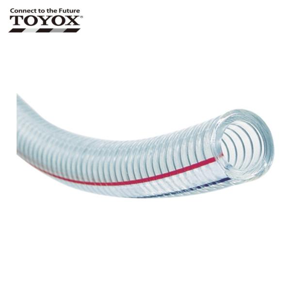 TOYOX 工業用ホース|特長:折れ・つぶれに強く、流体が止まりにくく安心です。 耐油性に優れ、ホースが硬化しにくく長寿命です。 透明性に優れ、流体の確認ができ安全・安心です。