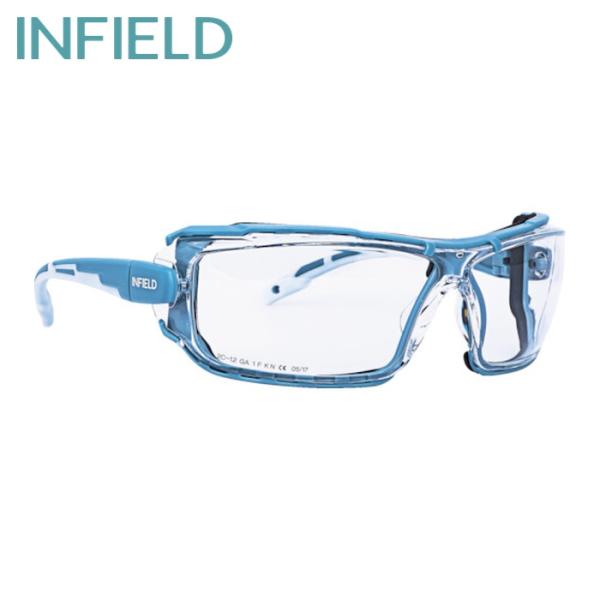 INFIELD 二眼型保護メガネ(フレームタイプ)|特長:ドイツで設計されておりデザイン性に優れています。 脱着可能な肌触りの良いクッションパッド付きのガスケットが付属しており、粉じんや埃から目を保護します。 テンプルにソフトラバーを使用し...