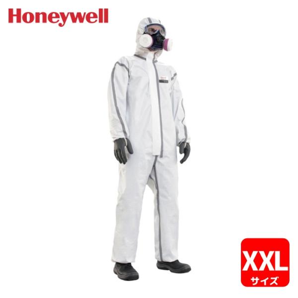Honeywell 使い捨て保護服|特長:頭部にフィットする立体的な構造のフードです。 袖口や足首、ウエストゴムの締まりが液体や粉じんの付着を軽減します。 縫い目シール、シールフラップでバリア性を強化しています。