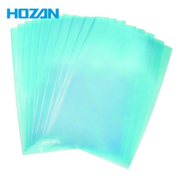 HOZAN 静電気対策袋|特長:界面活性剤不使用でブリードアウトによる内容物への移行汚染の心配がほとんどありません。 色はクリアブルーで中身が見えます。