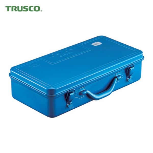 TRUSCO スチール製工具箱|特長:ハードな使用に耐える頑丈なプレス一体型です。 積み重ね自由の便利な設計です。 片開き開閉式です。