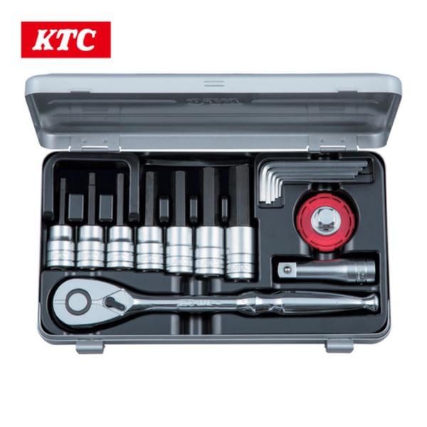 KTC ヘキサゴンソケットレンチセット|特長:幅広い作業範囲に対応する充実のヘキサゴンレンチセットです。 専用樹脂成形トレイでビットとレンチ類を一括管理できます。