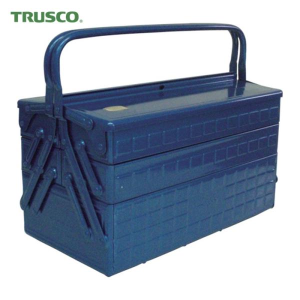 TRUSCO スチール製工具箱|特長:角はすべて丸味をつけ、使う人に優しい設計になっています。 上段と中段の仕切りは取り外し移動できます。 両開き開閉式です。