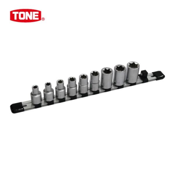 TONE ヘックスローブソケットセット|特長:E型トルクス[[R下]]ソケットです。 自動車整備に最適です。