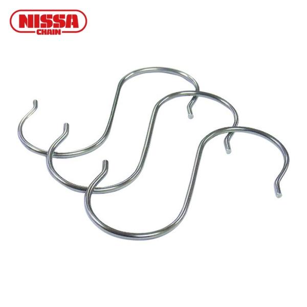 ニッサチェイン フック|特長:ステンレス製でサビに強く線径が細いため、小さな穴にも通して使用できます。 水回りに最適なステンレス製です。