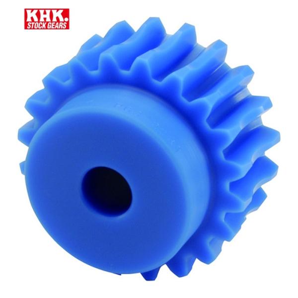 KHK ウォームホイール|特長:軽くて強いMCナイロン製のウォームホイールです。 無潤滑でも使用できるため、食品機械に最適です。