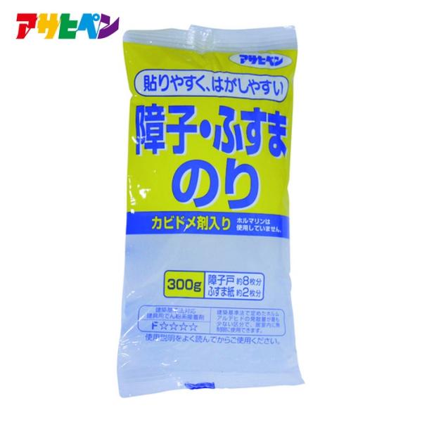 特長●障子紙が貼りやすく、はがす時もきれいにはがせる専用のりです。●カビドメ剤入りですので、カビの発生を防ぎます。●ホルマリンは使用しておりません。●建築基準法（F☆☆☆☆）JIS対応商品です。用途●障子紙・ふすま紙用接着に。