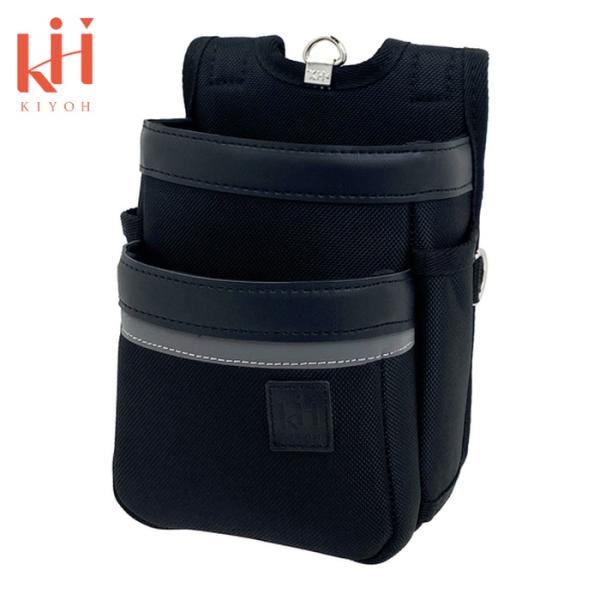 KH 腰袋|特長:摩耗や釘の突き抜けに強い高密度1680デニール100%ナイロンを使用しています。 反射テープ付きで視認性バツグンです。 ポケットの縁に反しがなく指を痛めない仕様です。