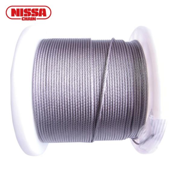 ニッサチェイン ワイヤロープ|特長:ステンレス製で耐食性に優れ、リールに巻き取られているので扱いやすくなっています。
